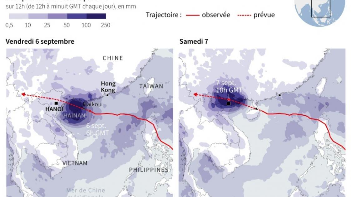 Le super typhon Yagi s'abat sur le Vietnam après avoir fait deux morts en Chine