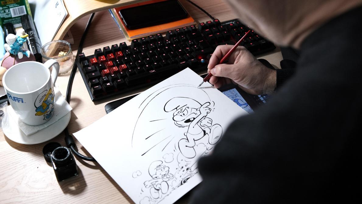 Depuis 10 ans, le Vitryat Laurent Cagniat dessine les Schtroumpfs Depuis 10 ans, le Vitryat Laurent Cagniat dessine les Schtroumpfs