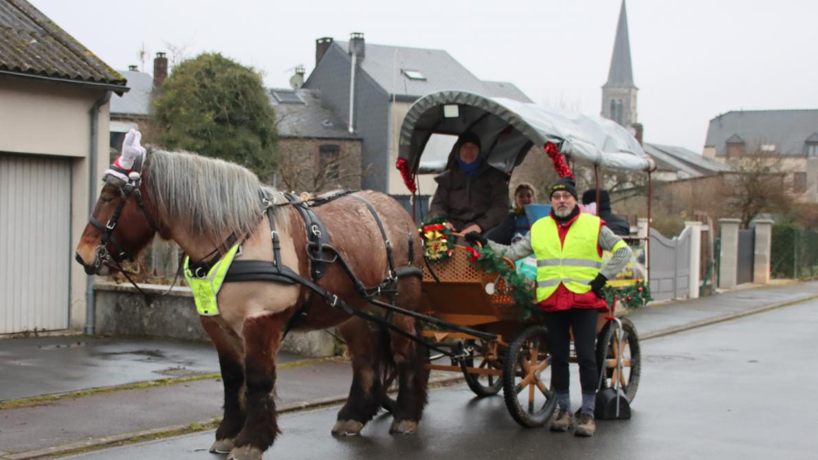 Un cheval ardennais, star du marché de Noël de Thilay