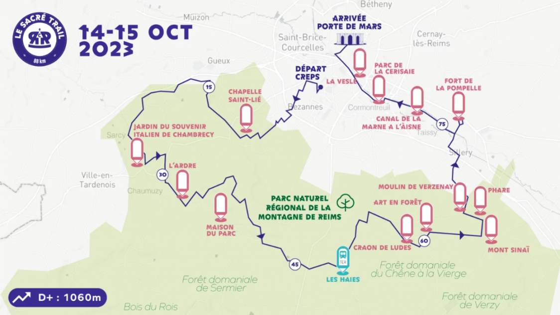 Course hors stade. Découvrez le parcours du trail du Reims Champagne Run