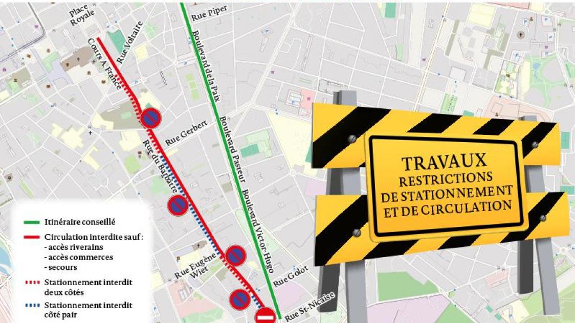 La circulation déconseillée rue du Barbâtre à Reims jusqu’en 2025