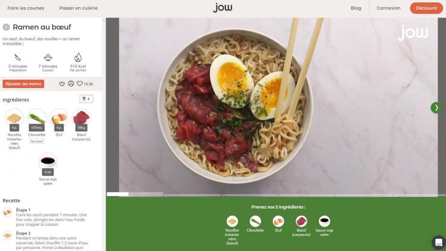 APPLI. Jow : Vos menus de la semaine et vos courses en 5 minutes