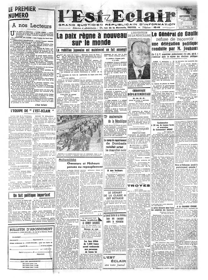 80 ans de L’Est éclair et Libération Champagne : les Unes marquantes ...